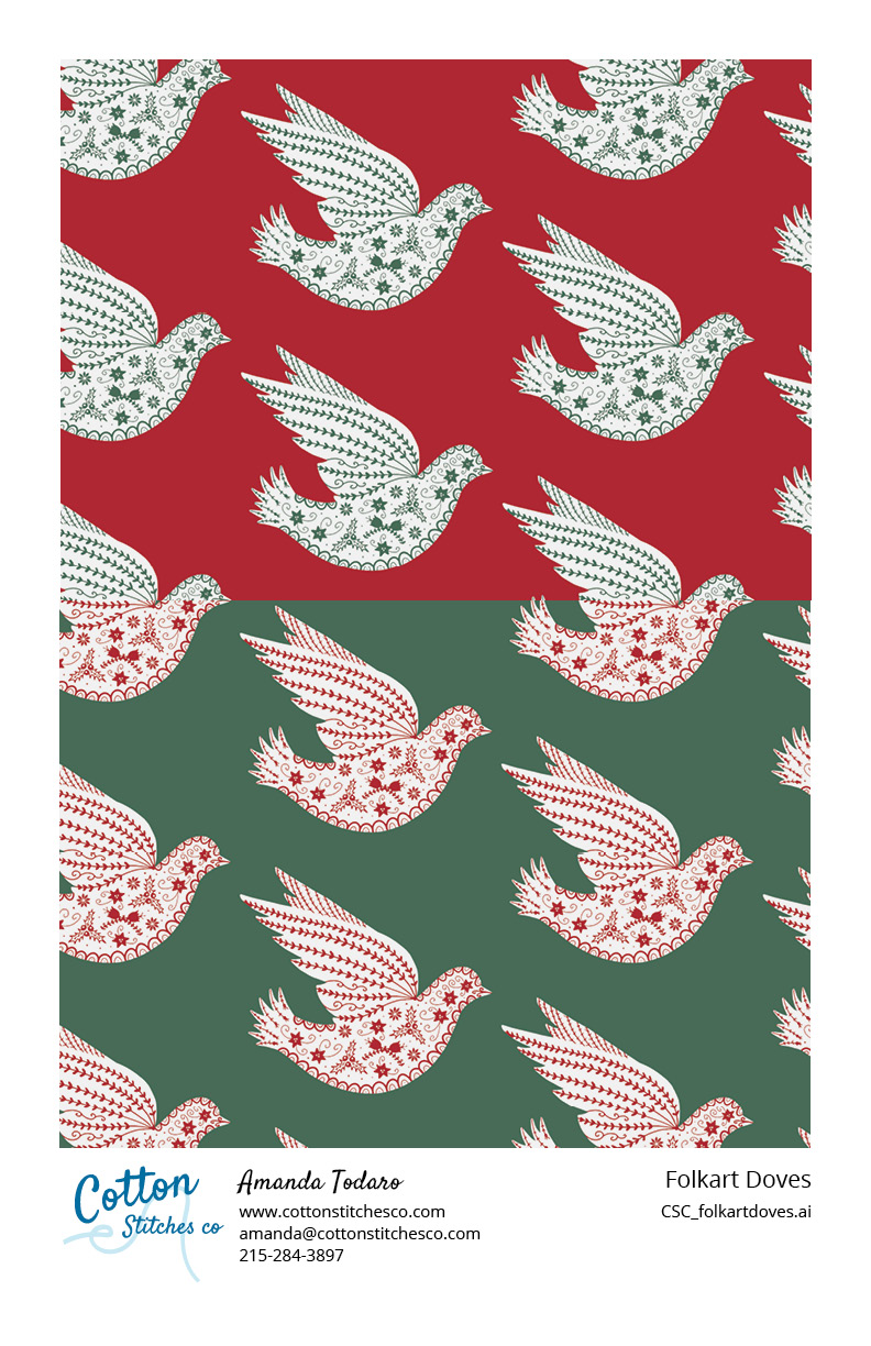 Folkart Doves- 2 color ways – Cotton Stitches Co.